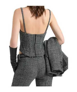 Ermanno Scervino Bustier Top With Straps In Herringbone Tailoring Twill