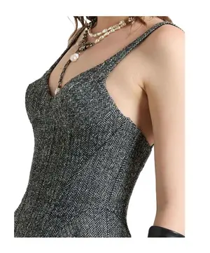 Ermanno Scervino Bustier Top With Straps In Herringbone Tailoring Twill