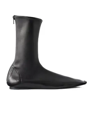 Khaite Solid Leather Ankle Boots
