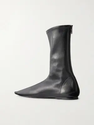 Khaite Solid Leather Ankle Boots