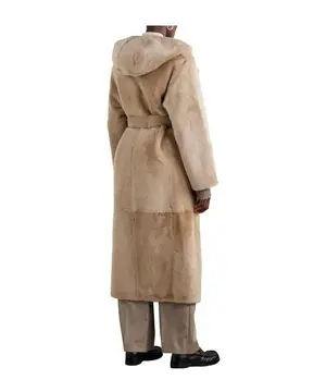 YVES SALOMON Hooded Belted Shearling Coat