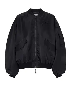 Cecilie Bahnsen Oversized Bomber Jacket With Tonal Embroidery - Black