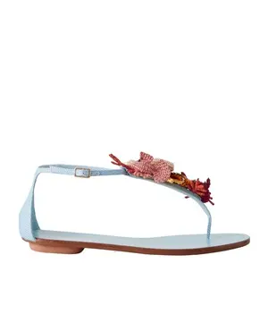 AQUAZZURA Gypsea Embellished Woven Raffia Sandals