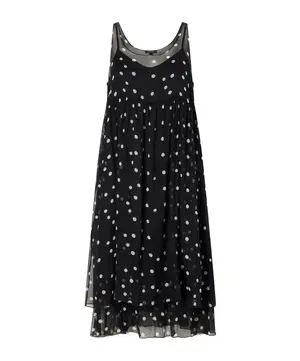 R13 Gathered Polka-dot Silk Midi Dress - Black
