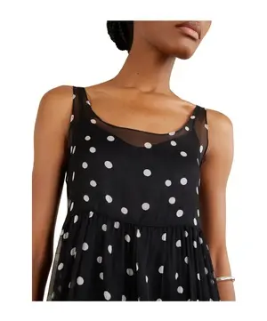 R13 Gathered Polka-dot Silk Midi Dress