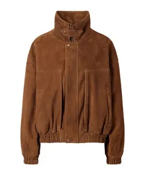 Magda Butrym Solid Color Suede Biker Jacket
