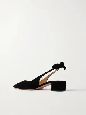 AQUAZZURA Solid Color Suede Slingback Pumps