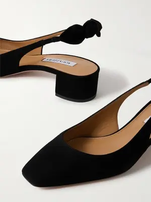 AQUAZZURA Solid Color Suede Slingback Pumps