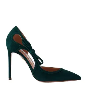AQUAZZURA Bow-detailed Cutout Suede Pumps