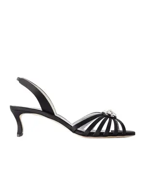 Manolo Blahnik Embellished Satin Slingback Sandals
