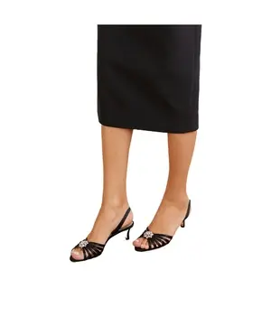 Manolo Blahnik Embellished Satin Slingback Sandals