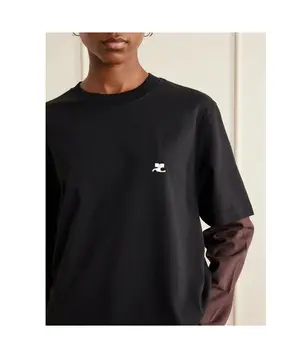 COURREGES Logo-embroidered Cotton-jersey T-shirt - F