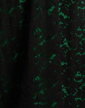 Farm Rio Lace Tie Neck Long Sleeve Dress
