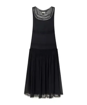 Tory Burch Pleated Lace-trimmed Dress