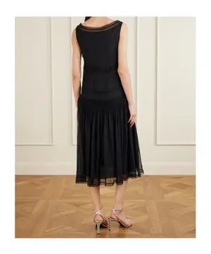 Tory Burch Pleated Lace-trimmed Dress