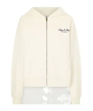 SPORTY  RICH Sporty & Rich Embroidered Cotton-fleece Hoodie - White