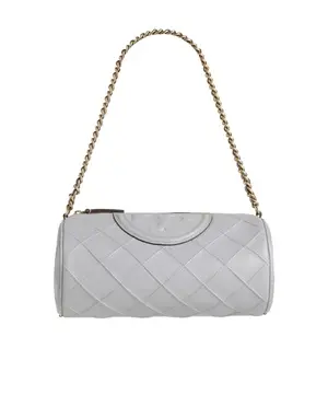 Tory Burch Quilted Leather Cylindrical Bag With Chain Detail
