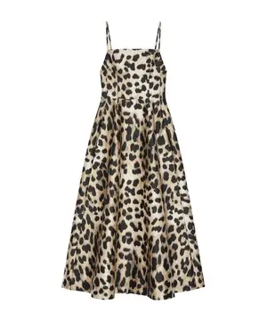 Givenchy Sliced Long Dress In Leopard Jacquard