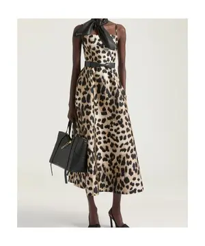 Givenchy Sliced Long Dress In Leopard Jacquard