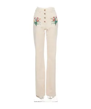 Valentino Garavani Floral-embroidered Jeans