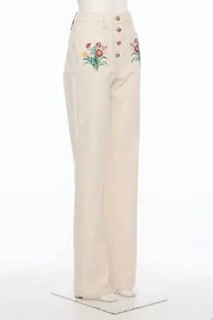 Valentino Garavani Floral-embroidered Jeans