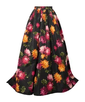 Carolina Herrera Pleated Print Midi Skirt