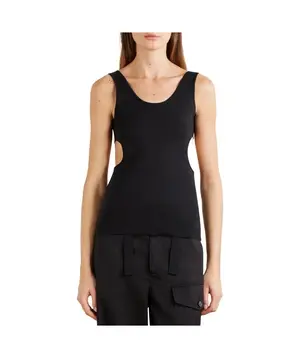 Auralee Cutout Ribbed-knit Jersey Tank
