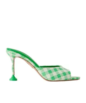 AQUAZZURA Checked Jacquard Mules