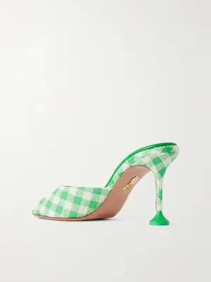 AQUAZZURA Checked Jacquard Mules