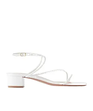 AQUAZZURA Luca 35 Braided Leather Sandals - White