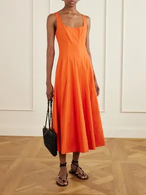 Staud Square Neck Midi Dress