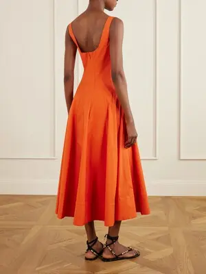 Staud Square Neck Midi Dress