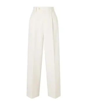 Auralee Oxford Wide-leg Wool, Cotton, And Linen-blend Trousers