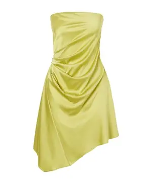Staud Adriana Ruched Silk-blend Satin Mini Dress - No