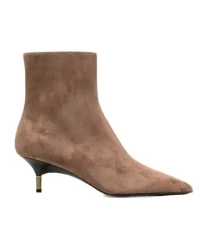 Khaite Suede Ankle Boots With Sculptural Mid Heel - Brown