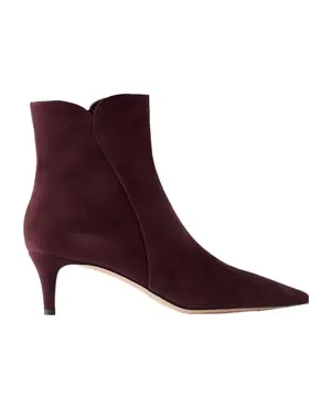 GIANVITO ROSSI Burgundy Suede Pointed-toe Ankle Boots