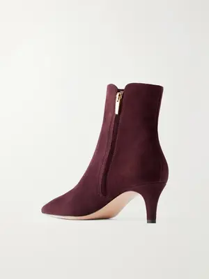 GIANVITO ROSSI Burgundy Suede Pointed-toe Ankle Boots