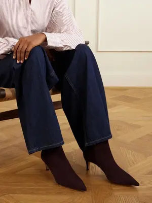 GIANVITO ROSSI Burgundy Suede Pointed-toe Ankle Boots