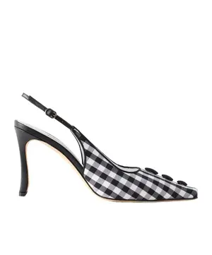 Manolo Blahnik Alexa 90 Embellished Gingham Woven Pumps
