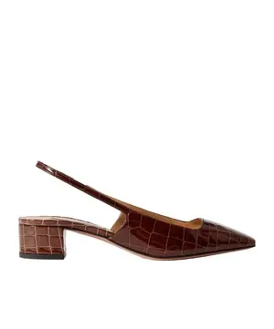 AQUAZZURA Ginza 35 Croc-effect Leather Slingback Pumps