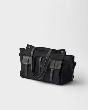 Prada Route Canvas And Leather Tote Bag