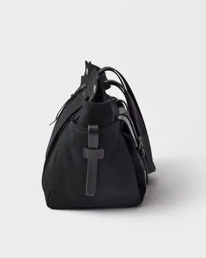 Prada Route Canvas And Leather Tote Bag