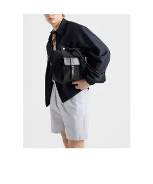 Prada Route Canvas And Leather Tote Bag