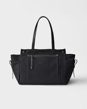 Prada Route Canvas And Leather Tote Bag