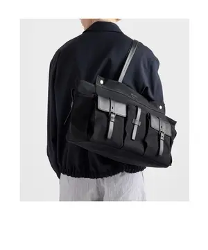 Prada Route Canvas And Leather Tote Bag