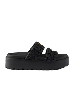 Prada Matelassé Nappa Leather Flatform Slides