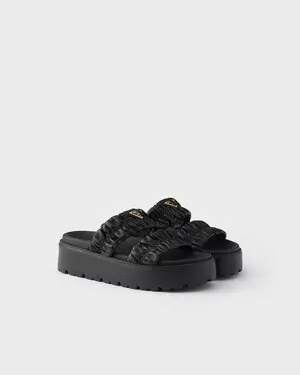 Prada Matelassé Nappa Leather Flatform Slides