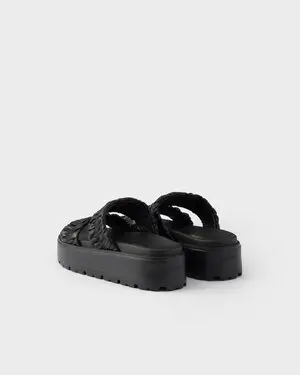 Prada Matelassé Nappa Leather Flatform Slides