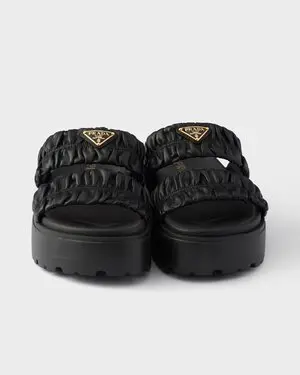 Prada Matelassé Nappa Leather Flatform Slides