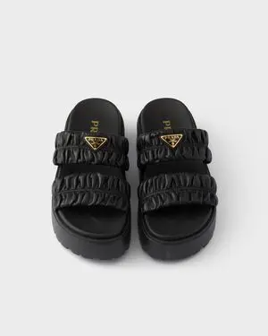 Prada Matelassé Nappa Leather Flatform Slides